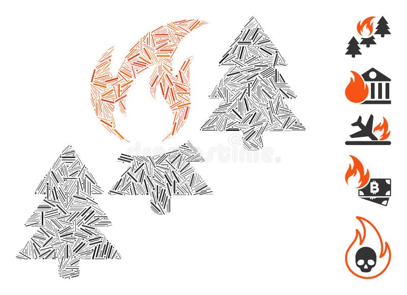 Linear Forest Fire Icon Vector Collage Stock Illustration ...