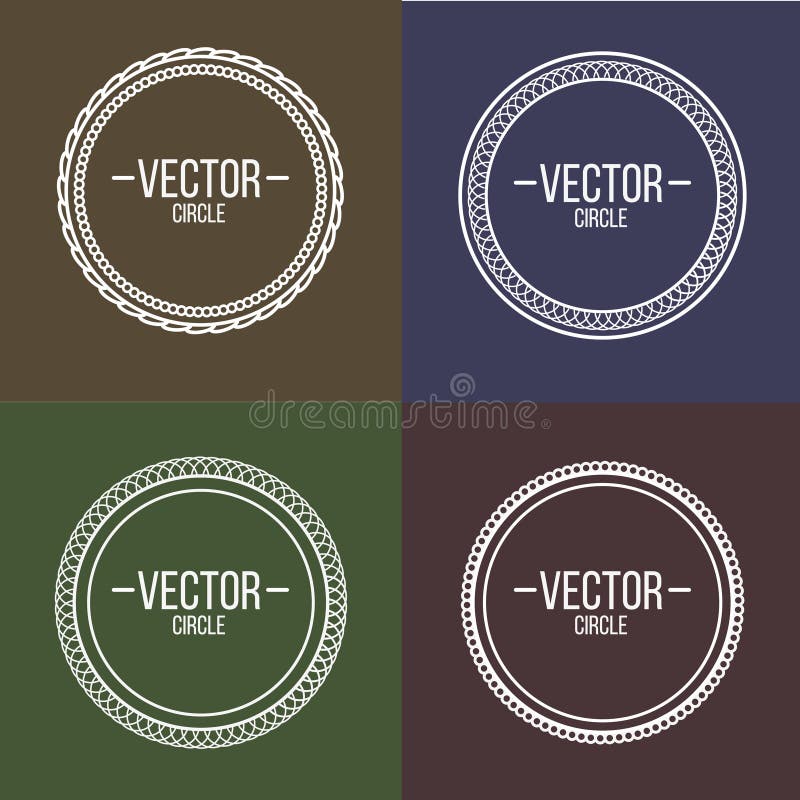 Linear Frames with Text Set. Outline Design for Stamps and Badge Stock ...