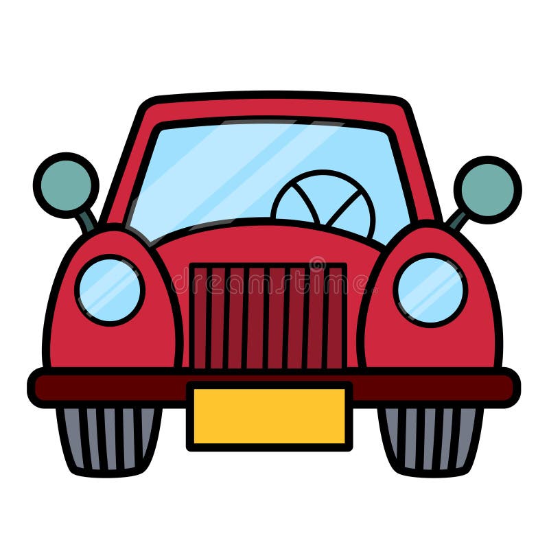 Linear Front View of a Car Separated on White Space Stock Vector ...