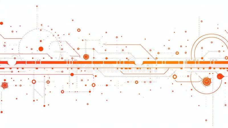 Linear Futuristic Network Design in Orange Tones Stock Illustration ...