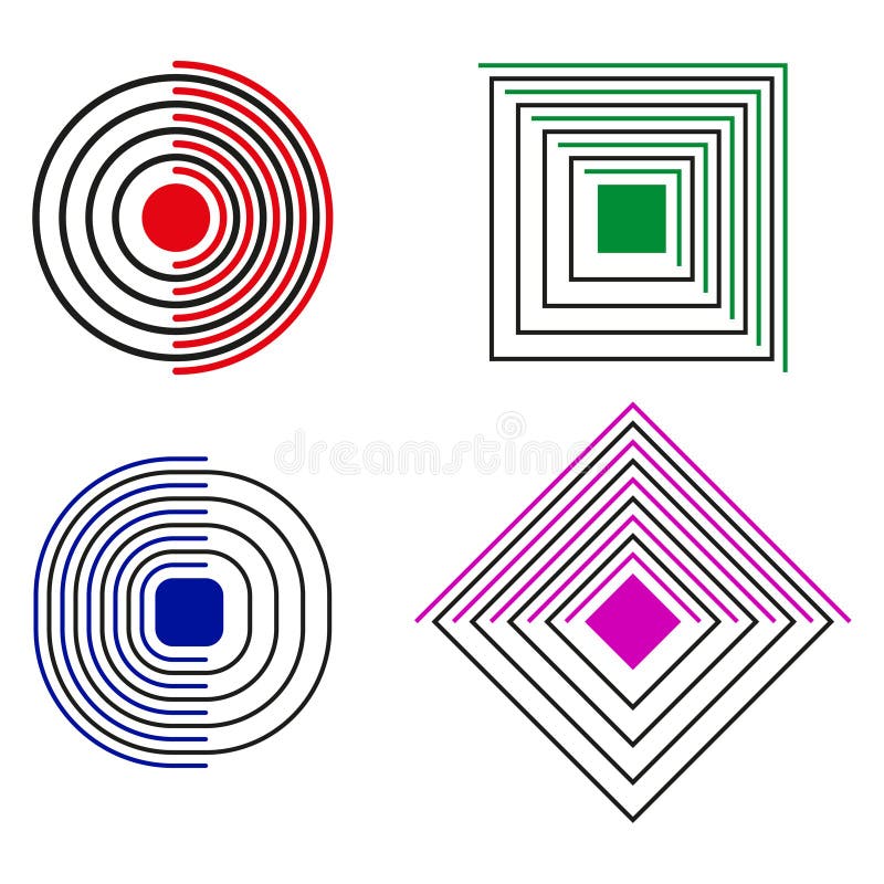 Linear Geometric Shapes Radial for Decorative Design. Dynamic Frame ...