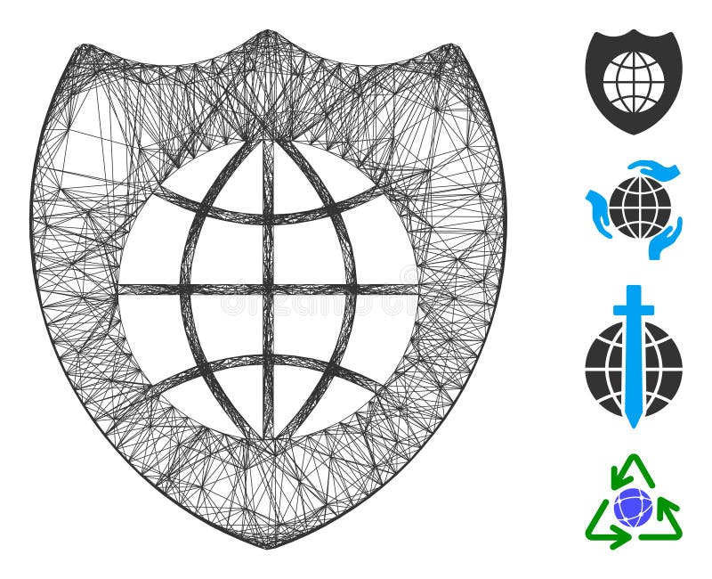 Linear Global Shield Vector Mesh Stock Vector - Illustration of ...