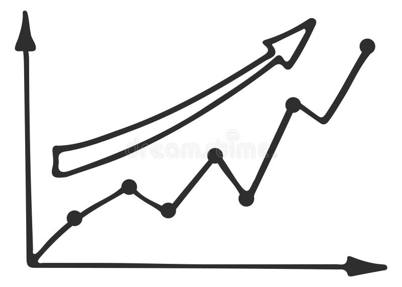 Linear Graph with Arrow. Financial Growth Doodle Icon Stock Vector ...