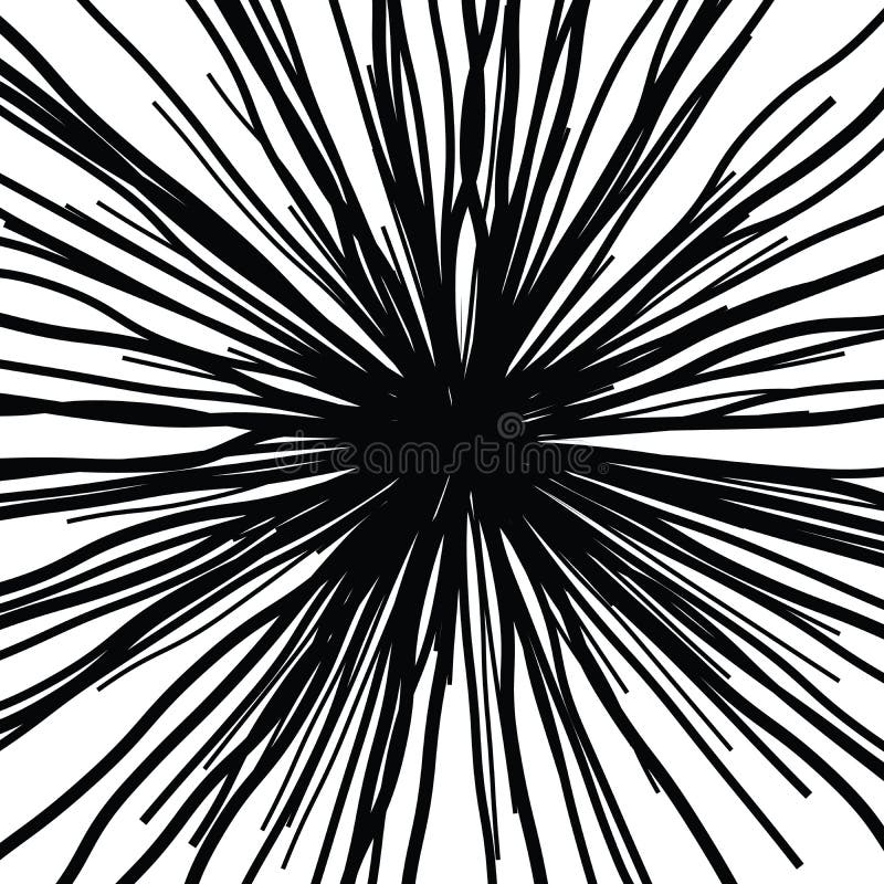 Linear Hand Drawing Curved Light Rays Stock Vector - Illustration of ...