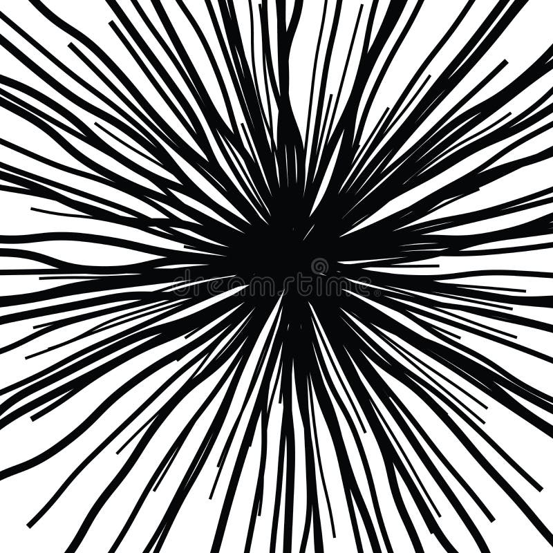 Linear Hand Drawing Curved Light Rays Stock Vector - Illustration of ...