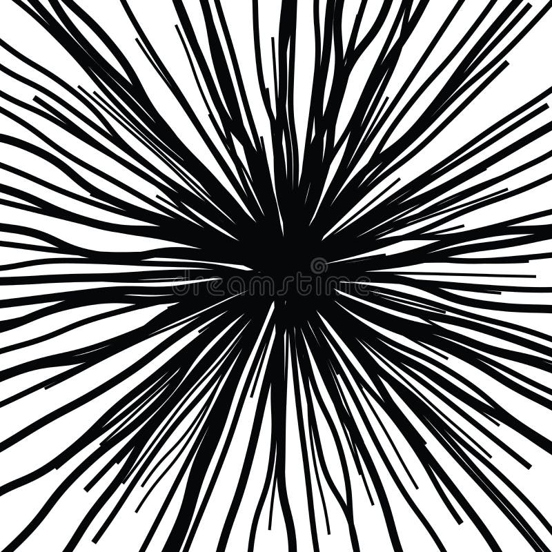 Linear Hand Drawing Curved Light Rays Stock Vector - Illustration of ...