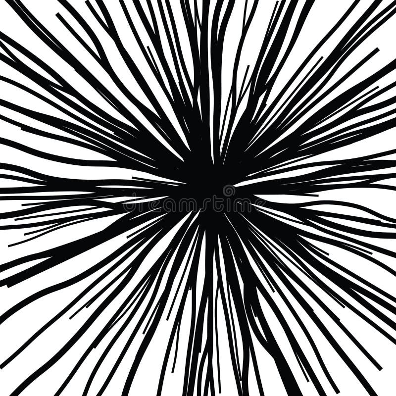 Linear Hand Drawing Curved Light Rays Stock Vector - Illustration of ...