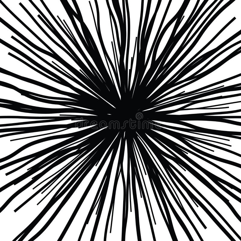 Linear Hand Drawing Curved Light Rays Stock Vector - Illustration of ...