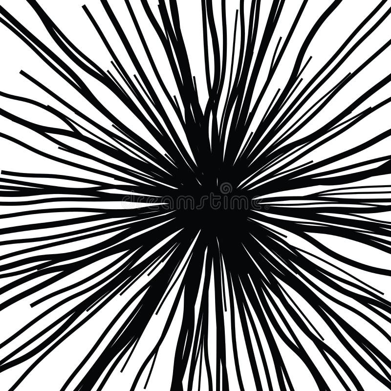 Linear Hand Drawing Curved Light Rays Stock Vector - Illustration of ...