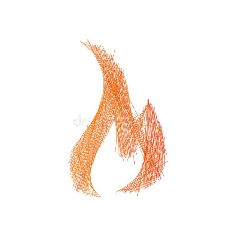 Linear Hand Drawn Fire Flame Campfire, Editable Stroke. Vector ...