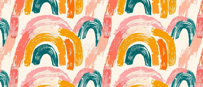 Linear Hand Drawn Rainbow Modern Seamless Pattern Suitable for Branding ...