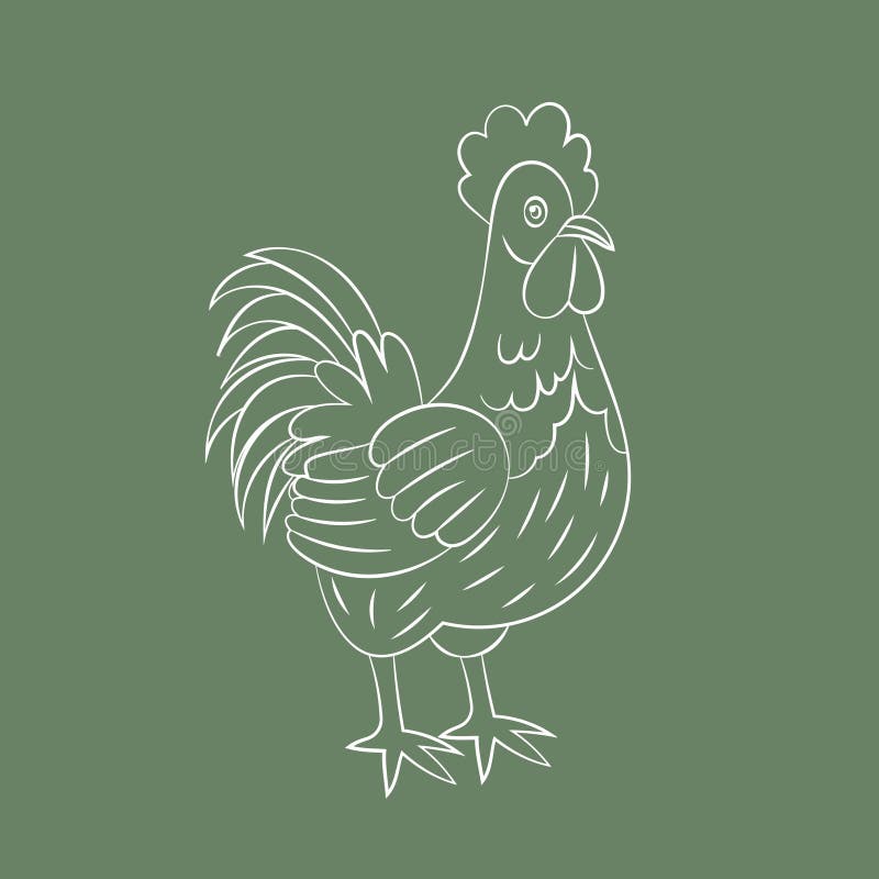 Linear Hand-drawn Rooster. Line Art. Farm Poultry Stock Vector ...