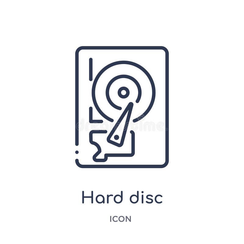 Linear Hard Disk Icon from Electronic Devices Outline Collection. Thin ...