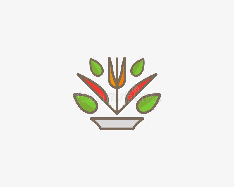 Linear Healthy Food Vector Logo Design. Fork Knife Plate Leaf Logotype ...