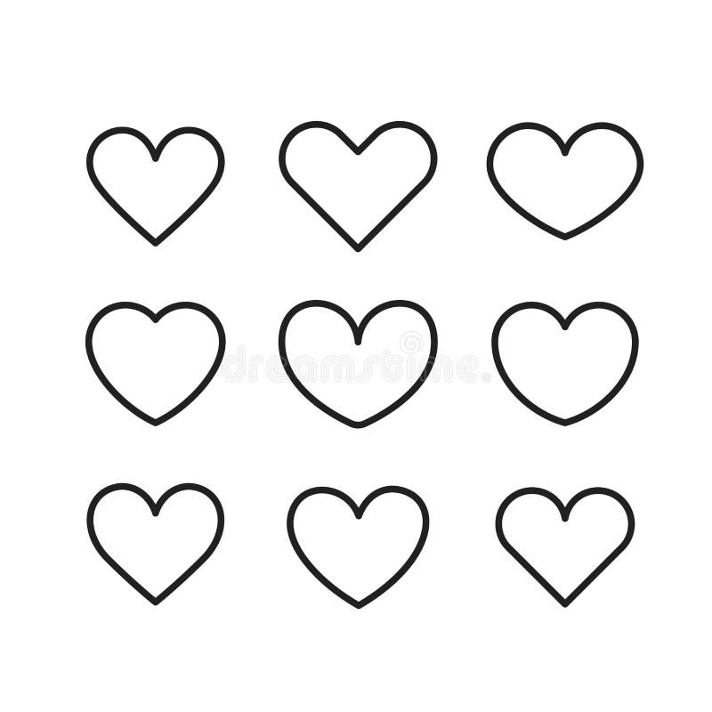 Linear Heart Icons Vector Set Stock Vector - Illustration of simple ...