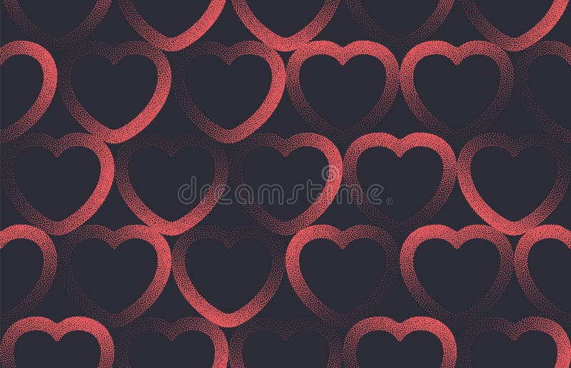Linear Hearts Vector Lattice Seamless Pattern Red Black Abstract ...