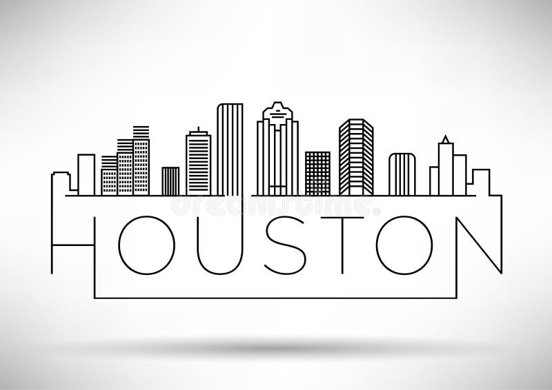 Linear Houston City Silhouette with Typographic Design Stock Vector ...