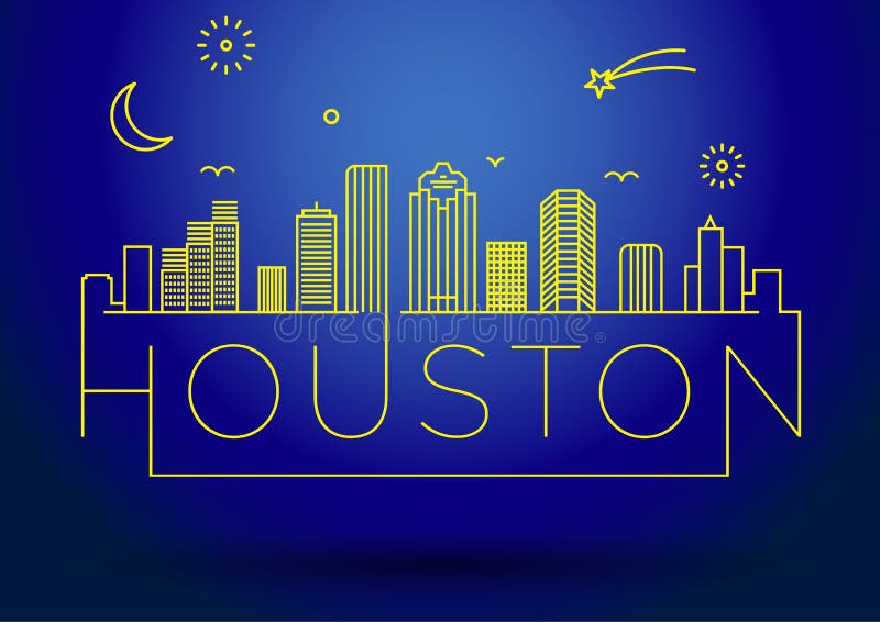 Linear Houston City Silhouette with Typographic Design Stock ...
