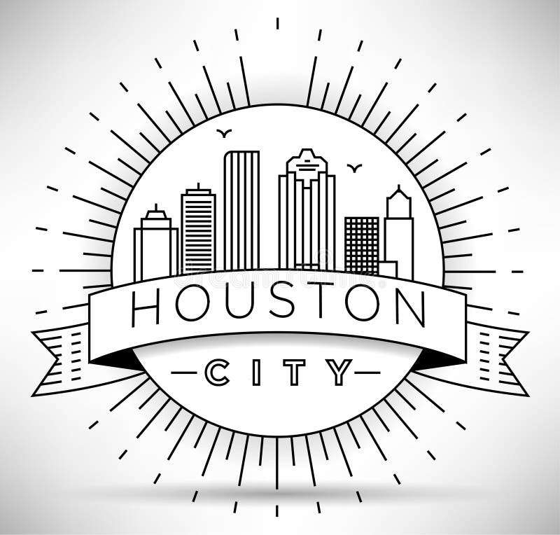 Linear Houston City Silhouette with Typographic Design Stock ...