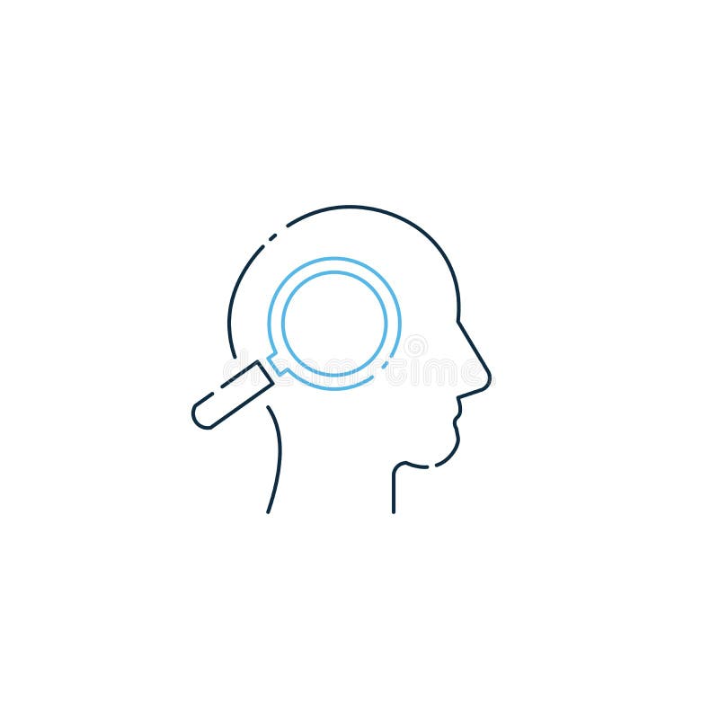 Linear Human Head and Magnifying Glass Vector Icon in Meaning Thoughts ... Linear Human Head and Magnifying Glass Vector Icon in Meaning Thoughts ...