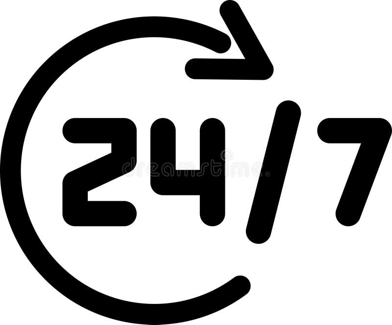 Linear Icon of 24 Hours a Day As Symbol of Support or Shop Delivery ...