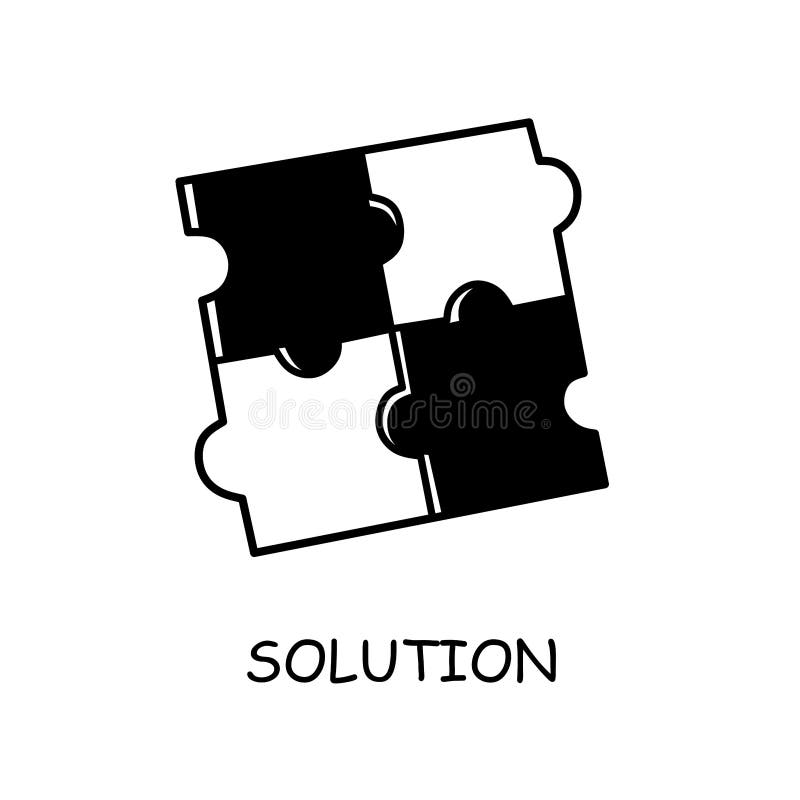 Linear Icon with Black Solution Puzzle for Concept Design. Vector Icon ...