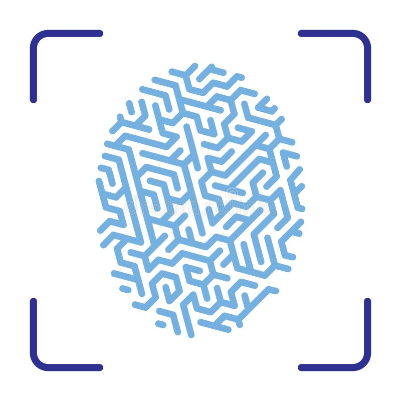 Linear Icon. Fingerprint Maze with Unique Cells. Fingerprint Bio Metric ...