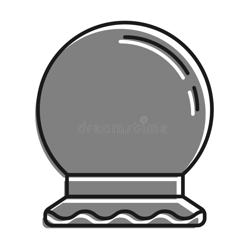 Linear Icon, Fortune Teller Magic Crystal Ball on Wooden Stand ...