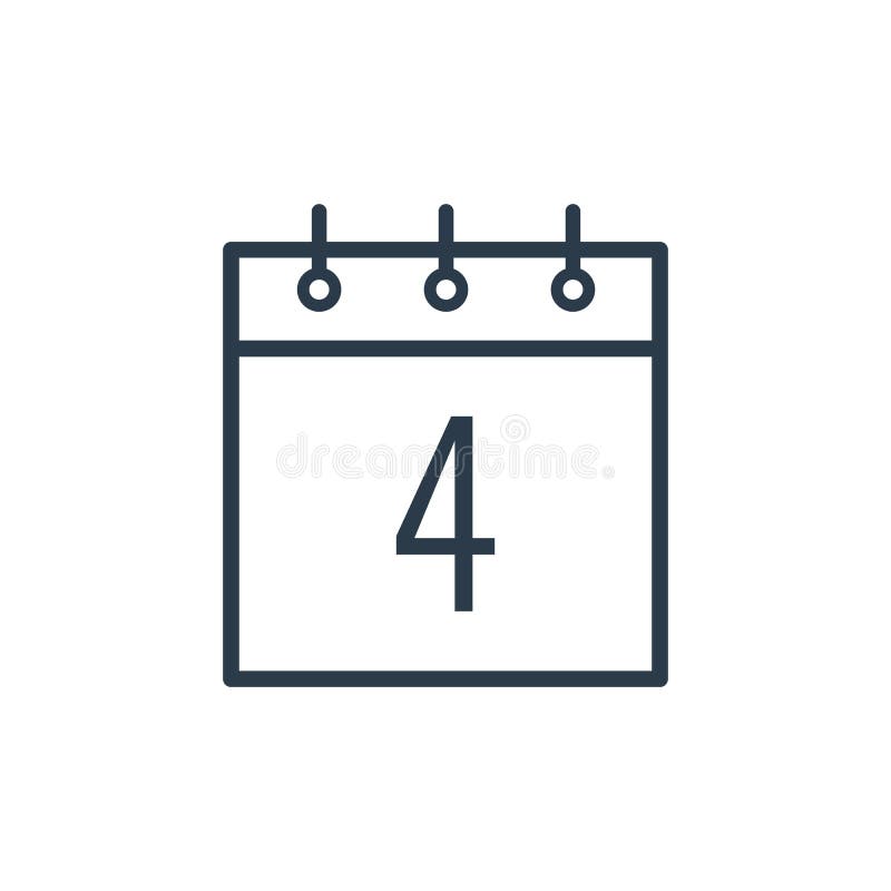 Linear Icon of the Fourth Day of the Calendar. Stock Illustration ...