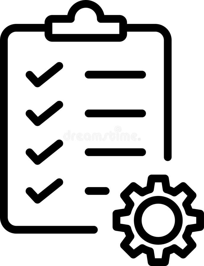 Linear Icon of Note Board with Gear Icon As Technical Support Stock ...