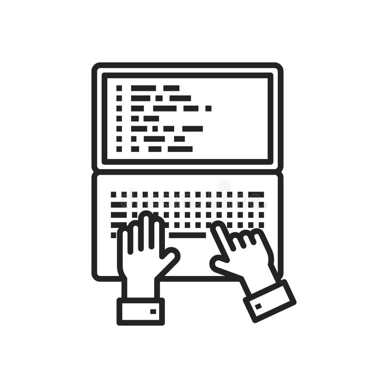 Linear Icon of Open Notebook Typing Hands Isolated Stock Vector ...