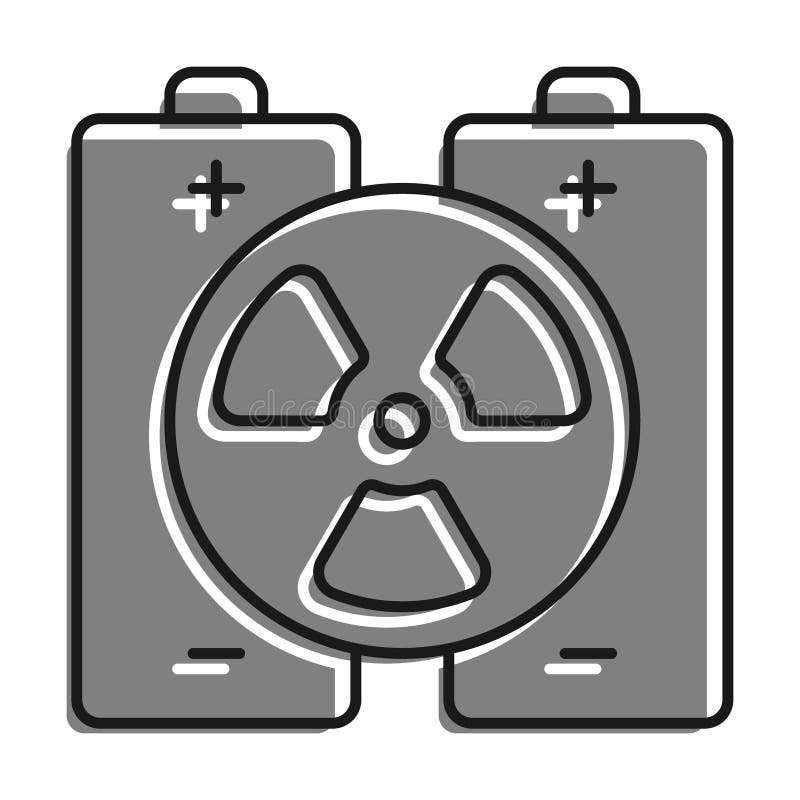 Linear Icon. Pair of Batteries with Sign of Atomic Energy. High ...