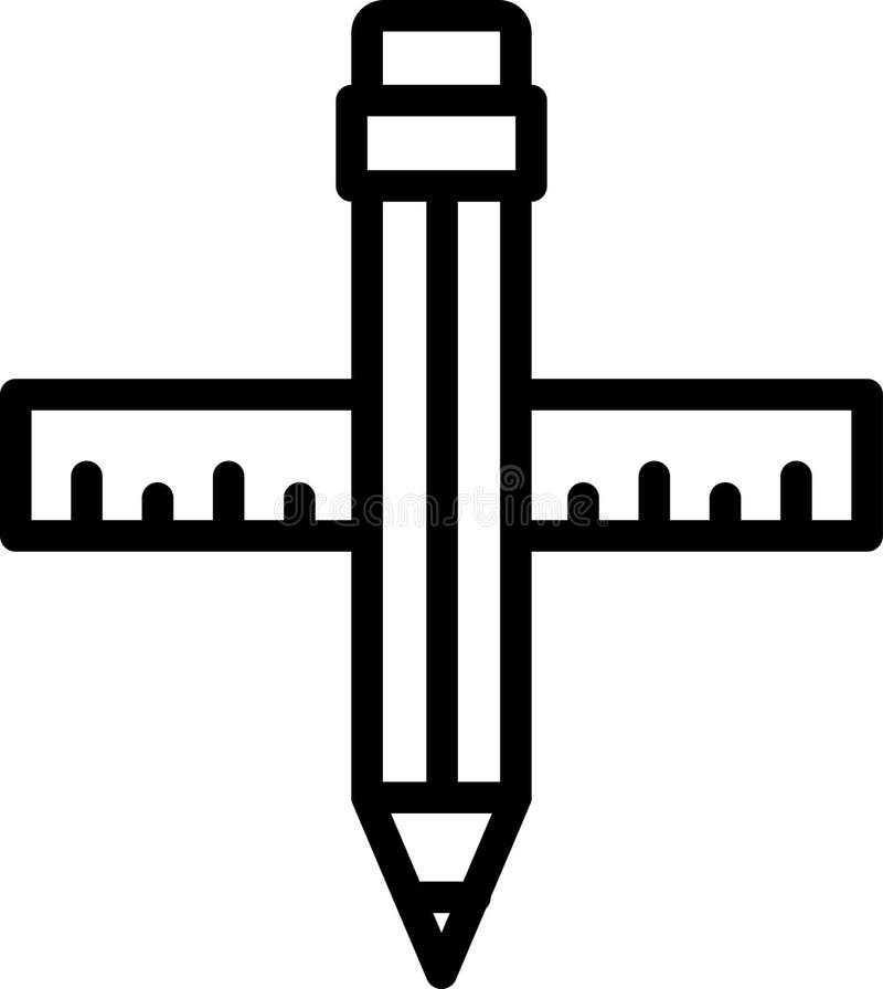 Linear Icon of Ruler and Pencil As an Editable Outline for Your Design ...