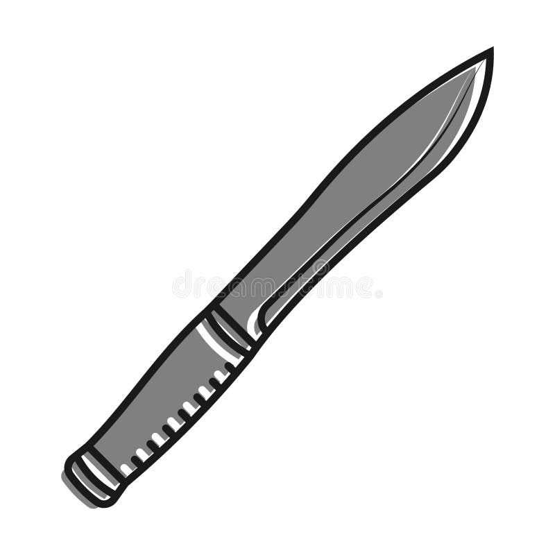 Linear Icon, Sharp Combat Army Knife. Cold Weapon Hunter and Soldier ...