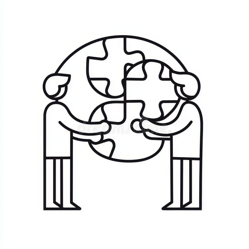 A Linear Icon that Symbolizes Cooperation, Teamwork, and Joining Forces ...