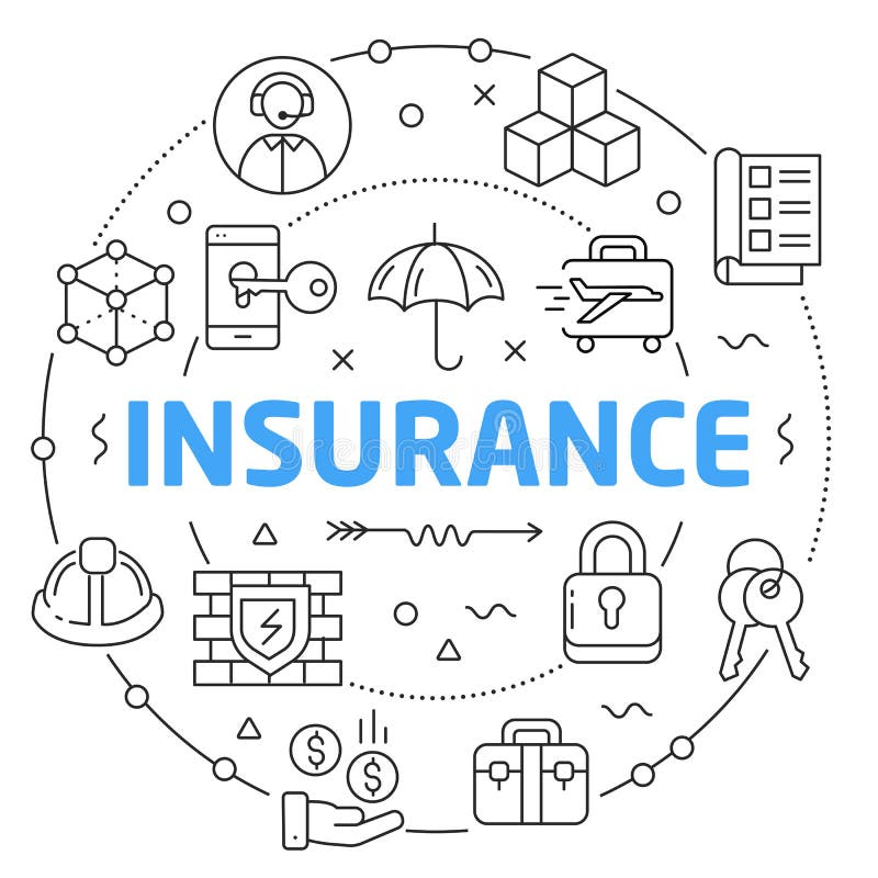 Linear Illustration Insurance Stock Vector - Illustration of care, fire ...