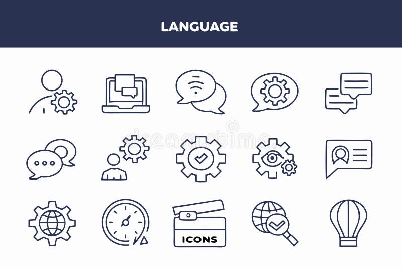 Vector Art of Language and Communication Icons with Speech Bubbles ...