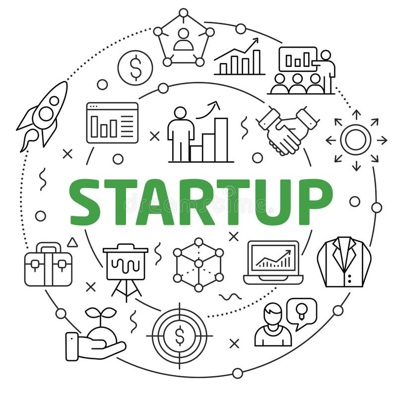 Linear Illustration for Presentations Round Startup Stock Vector ...