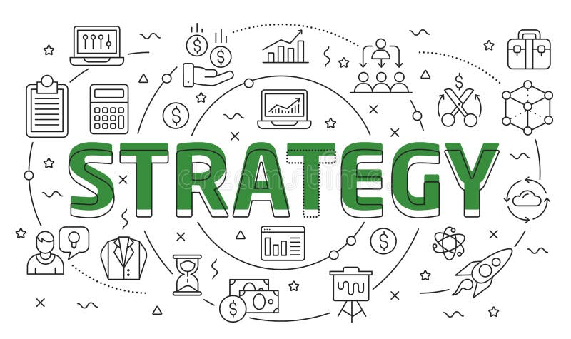 Linear Illustration Slide for the Presentation Strategy Stock Vector ...