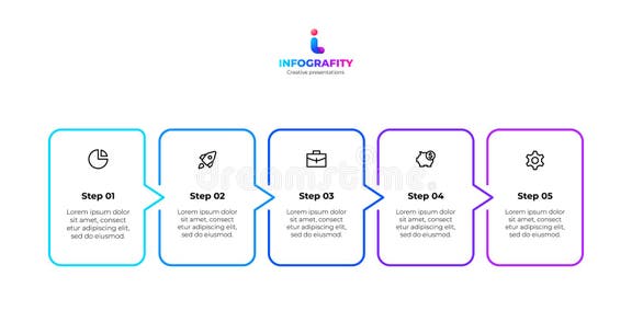 Linear Infographic Design Representing a Five-Step Business Process ...