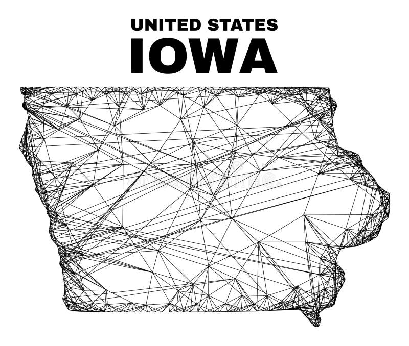 Linear Irregular Mesh Iowa State Map Stock Vector - Illustration of ...