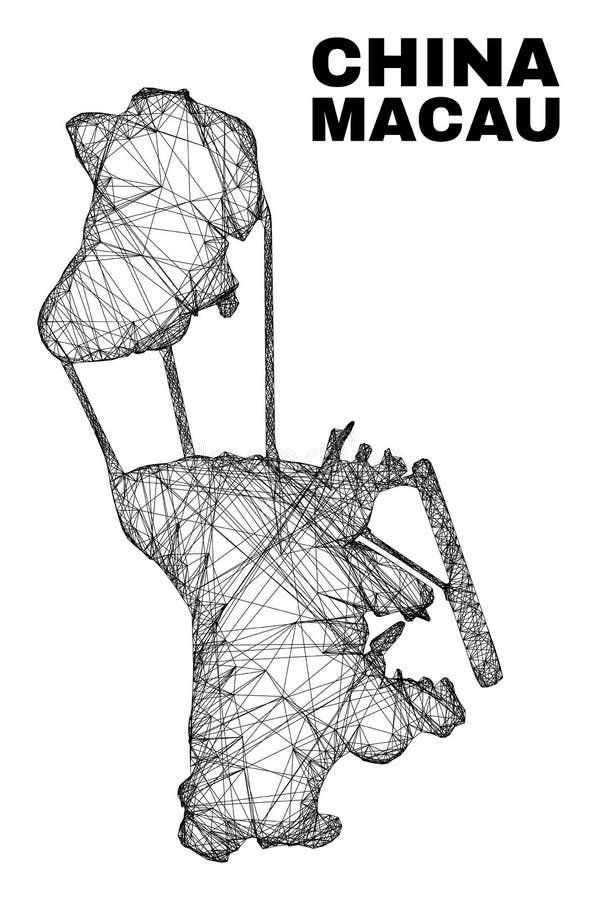 Linear Irregular Mesh Macau Map Stock Vector Illustration Of Geographic Structure 228023367