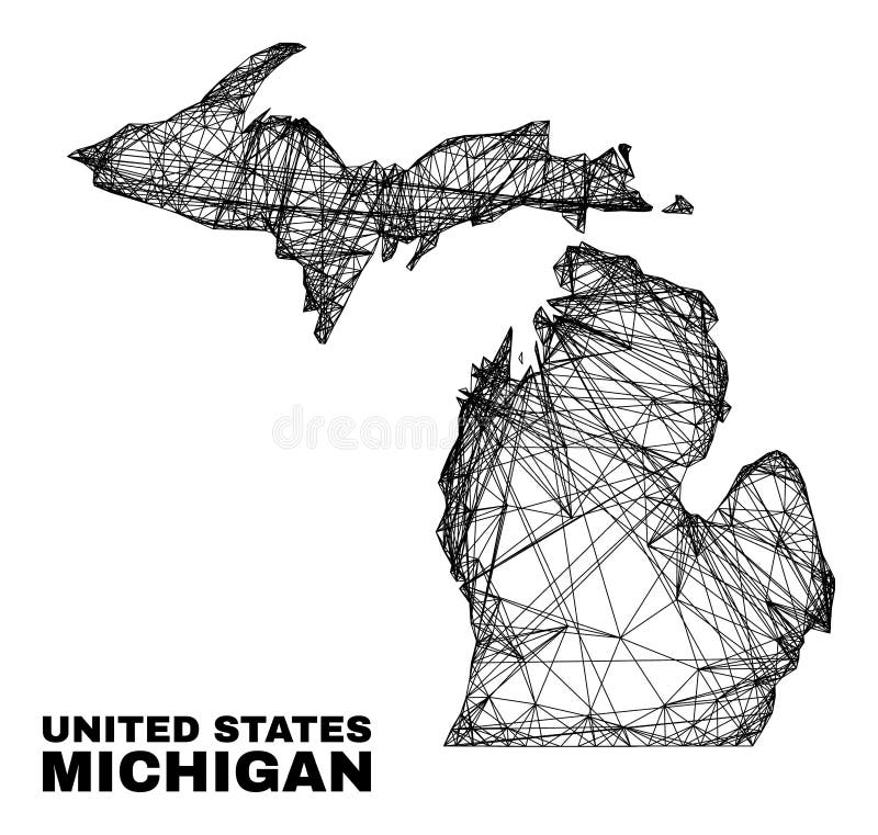 Linear Irregular Mesh Michigan State Map Stock Vector - Illustration of ...