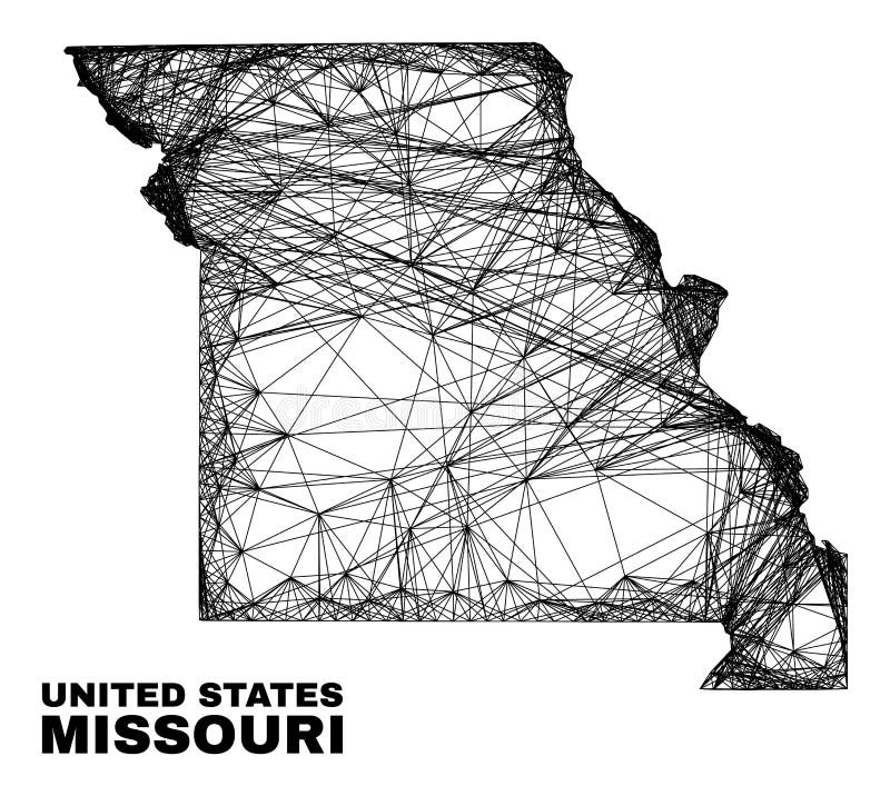 Linear Irregular Mesh Missouri State Map Stock Vector - Illustration of ...