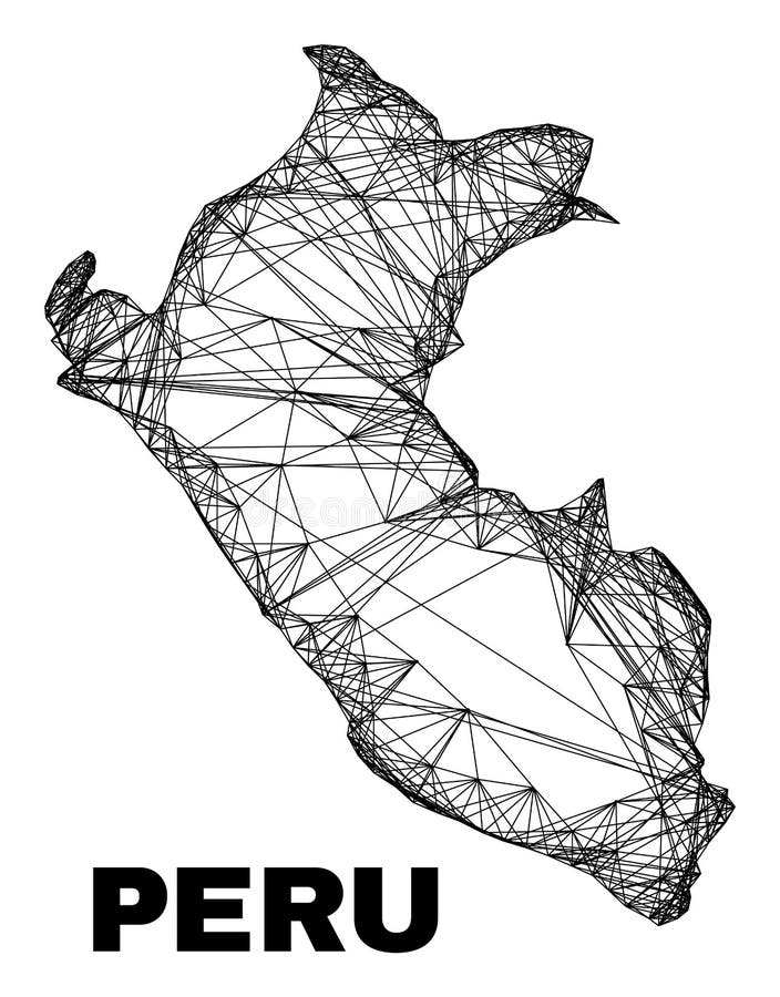 Linear Irregular Mesh Peru Map Stock Vector - Illustration of pattern ...