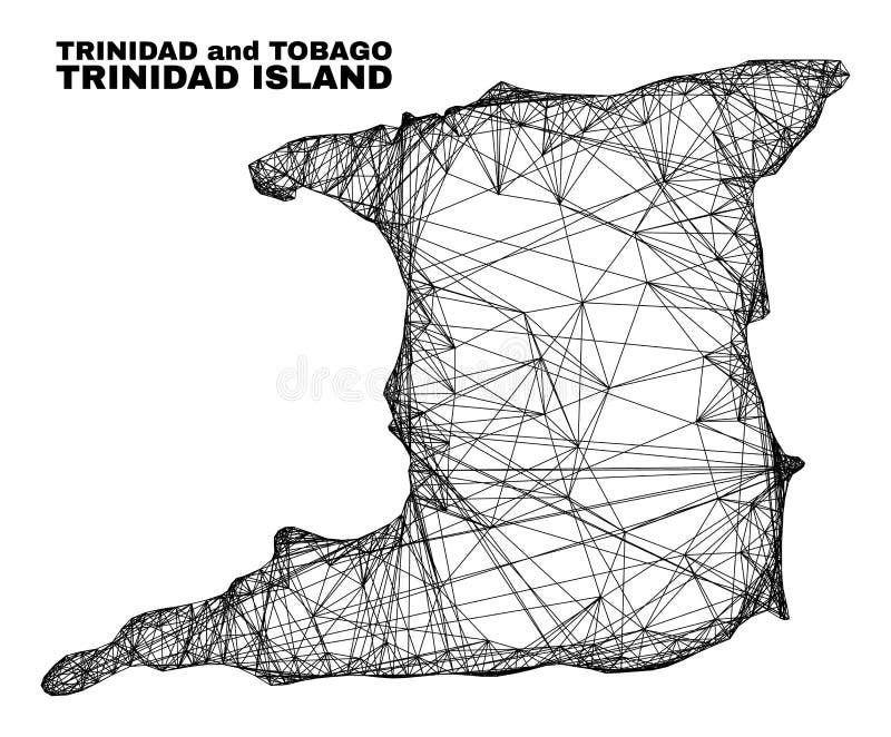 Linear Irregular Mesh Trinidad Island Map Stock Vector - Illustration ...