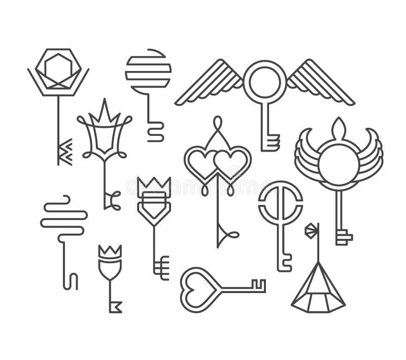 Linear key set stock vector. Illustration of black, decorative - 54716080