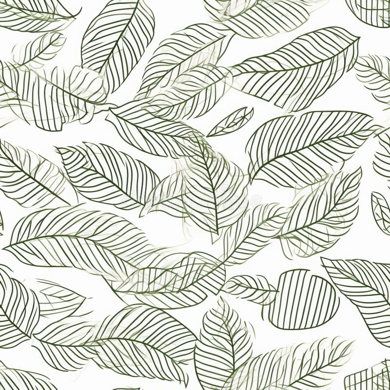 Linear Leaves with Veins Seamless Pattern. Botanical Ornament with ... Linear Leaves with Veins Seamless Pattern. Botanical Ornament with ...