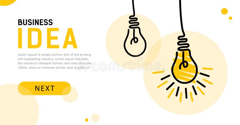 Linear Light Bulb on White Background. Business Idea. Web Banner ...