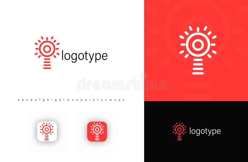 Linear Lighthouse Logo with Circular Energy Rays, Symbolizing ...